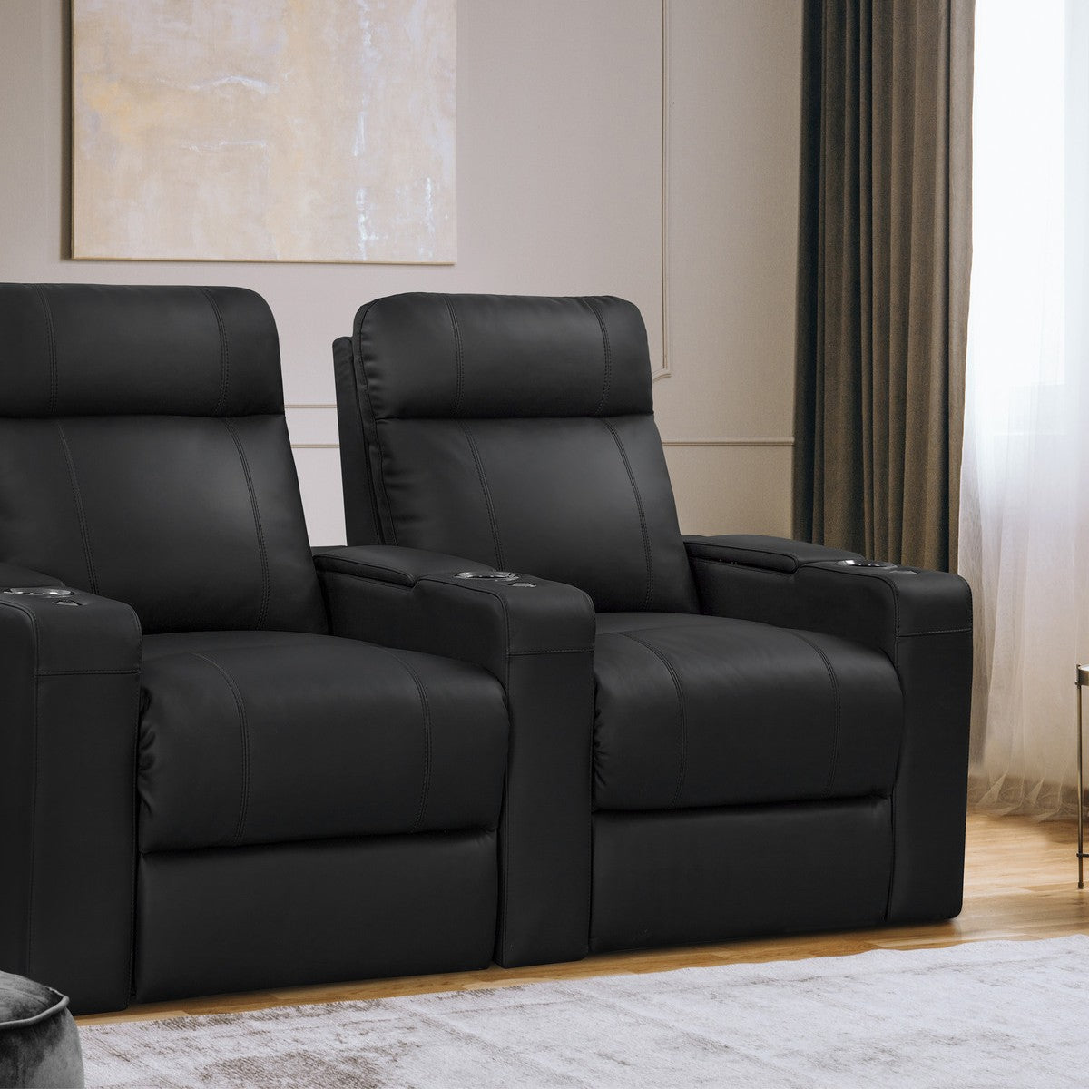 Contemporary Leather-Upholstered Theater Room Chairs – Valencia Theater ...