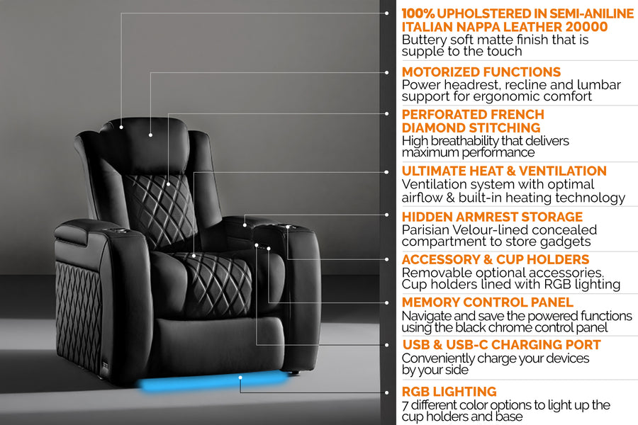 Tuscany Ultimate Heat & Ventilation Cinema Seating – Premium Recliner ...